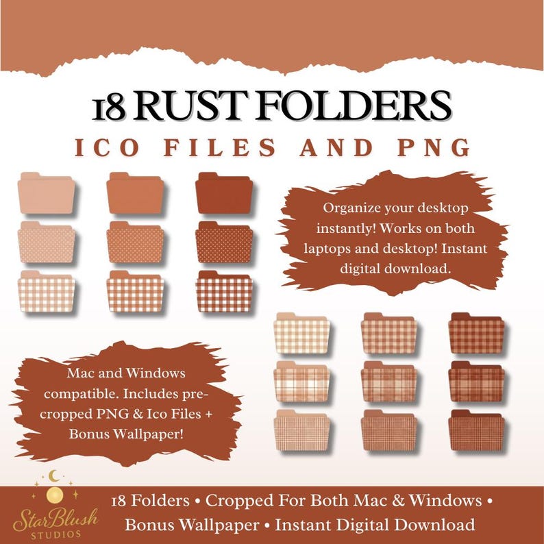 Terracotta Desktop Folder Icons | Rust Organizer + Bonus Wallpaper ...
