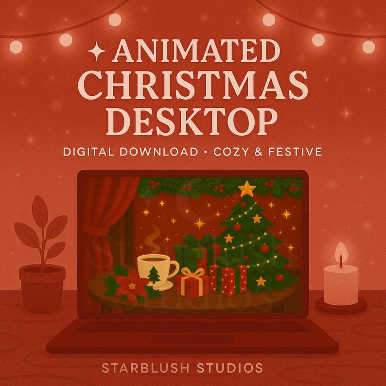 Animated Christmas Desktop Wallpaper | Cozy Tree, Presents and Cocoa ...