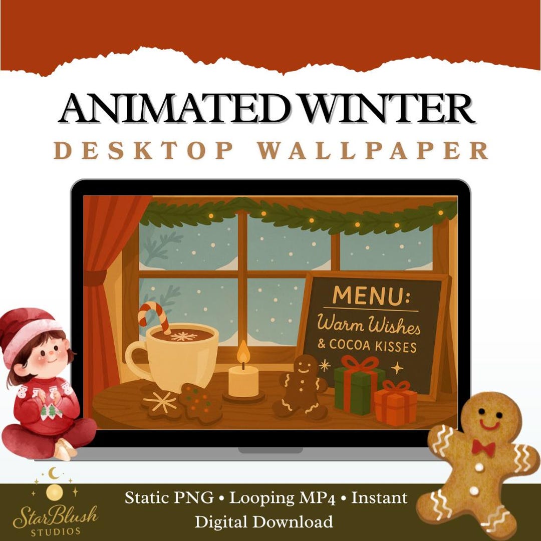 Animated Winter Desktop Wallpaper and Folder Icons | Cocoa Gingerbread ...