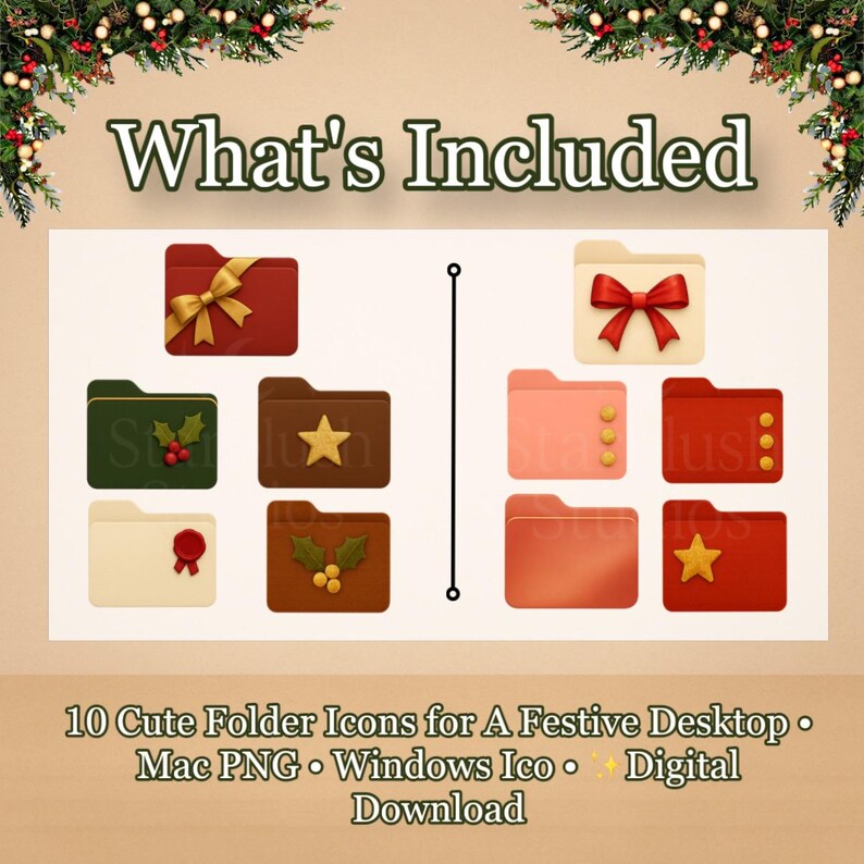 Christmas Desktop Folder Icons | Festive Holiday Designs (digital ...