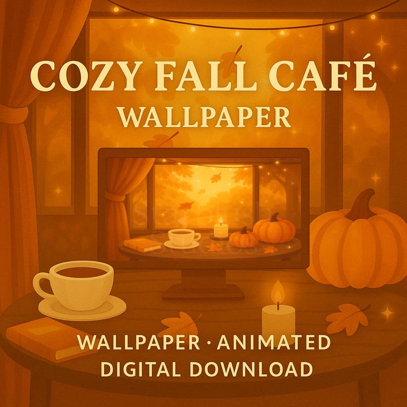 Cozy Fall Cafe Desktop Wallpaper: Animated & Static Autumn Scene ...