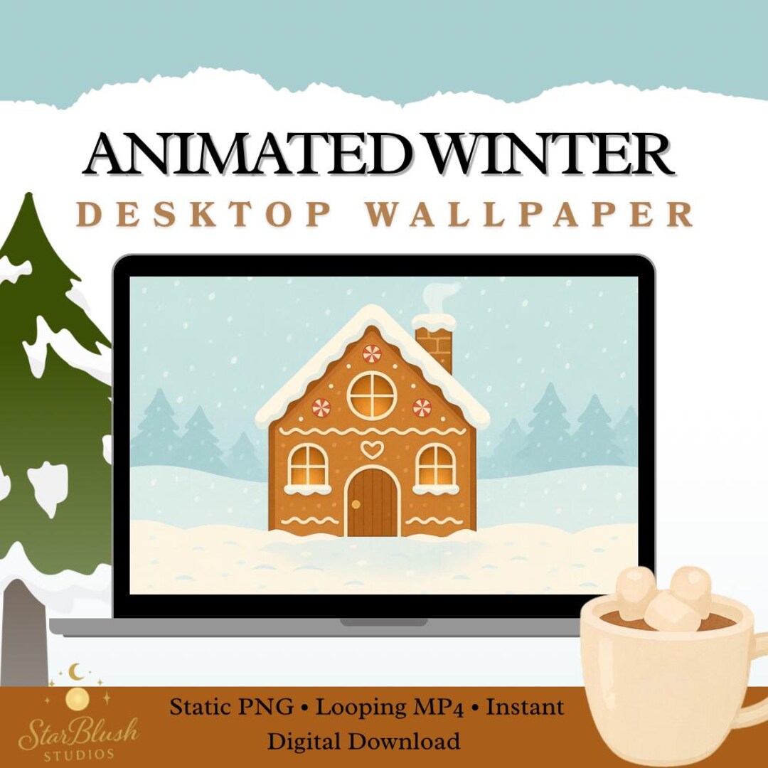 Animated Gingerbread House Desktop Wallpaper and Matching Folder Icons ...