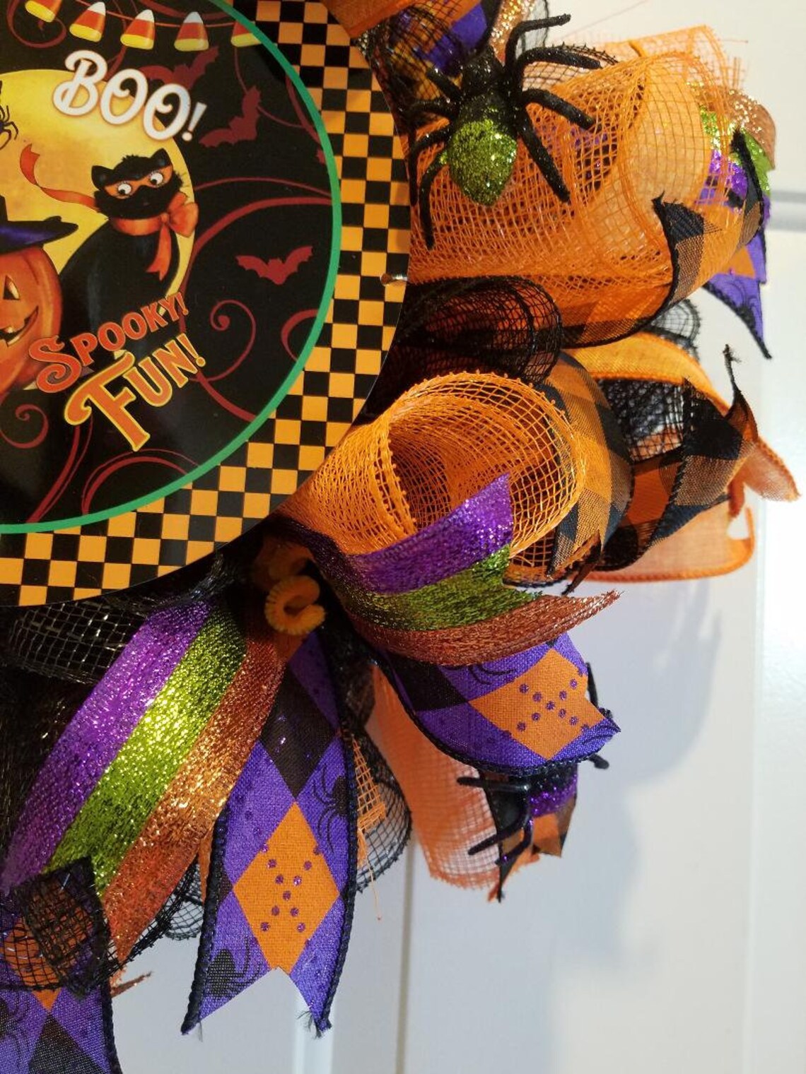 Halloween Boo Wreath Witch Hats and Spiders Wreath Pumpkin | Etsy