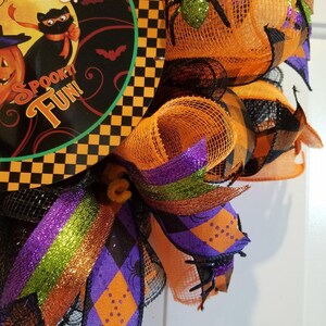 Halloween Boo Wreath, Witch Hats and Spiders Wreath, Pumpkin Wreath ...