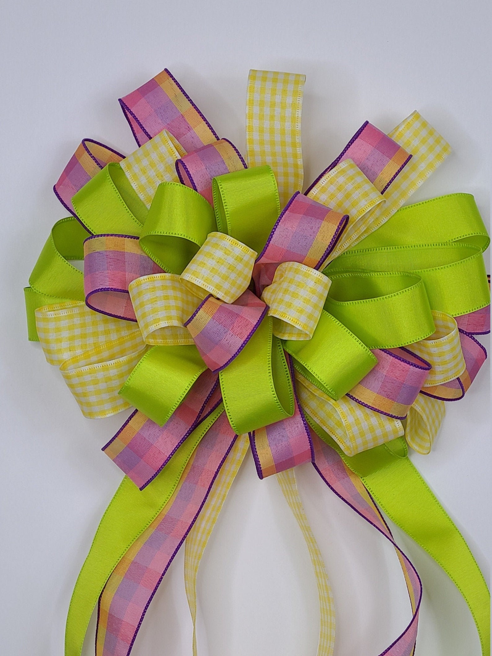 Three Ribbon Bow Blue 3 Ribbon Bow Spring Ribbon Wreath - Etsy