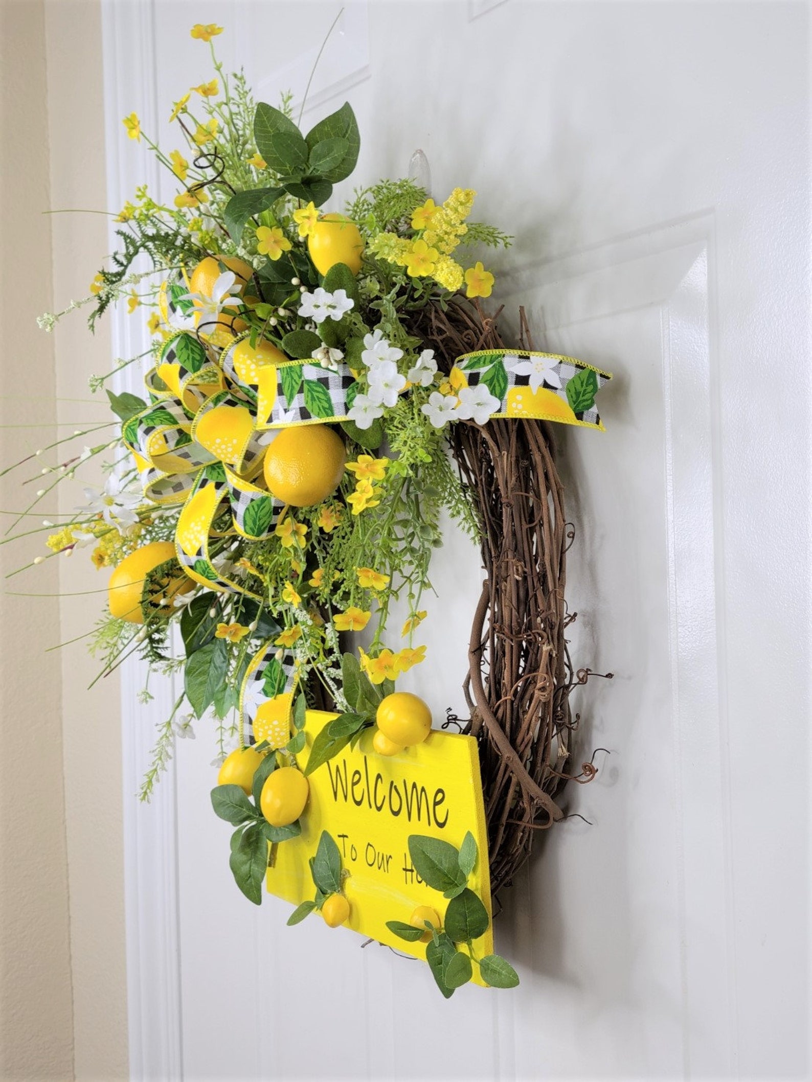 Lemon Spring Wreath, Summer Home Decoration, Lemon Kitchen Wreath ...