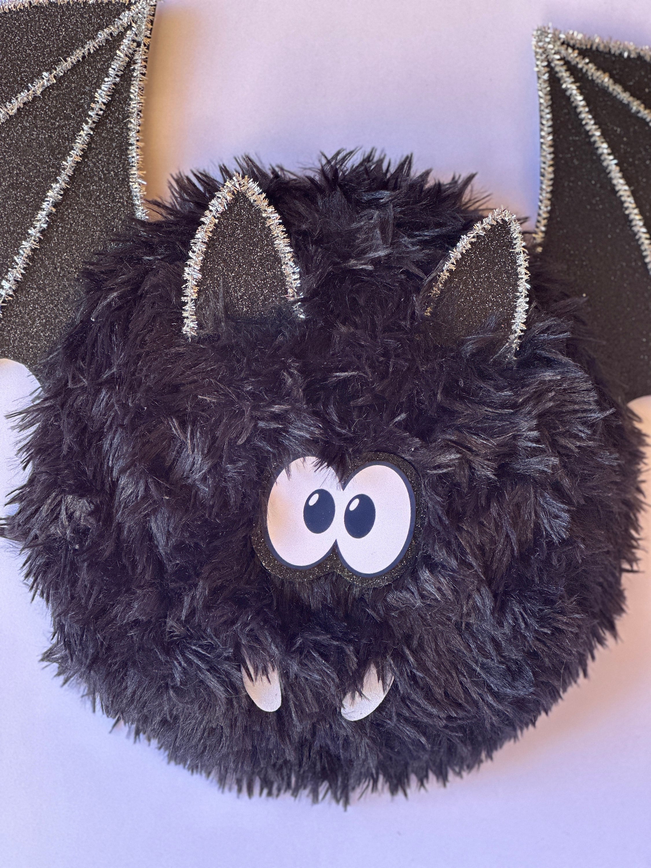 Fuzzy Bat Wreath Attachment: Sparkling Wings, Halloween Wall Decor - Etsy