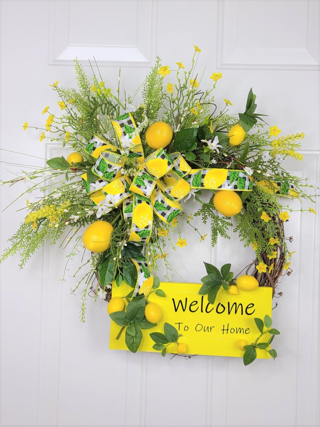 Lemon Spring Wreath, Summer Home Decoration, Lemon Kitchen Wreath ...