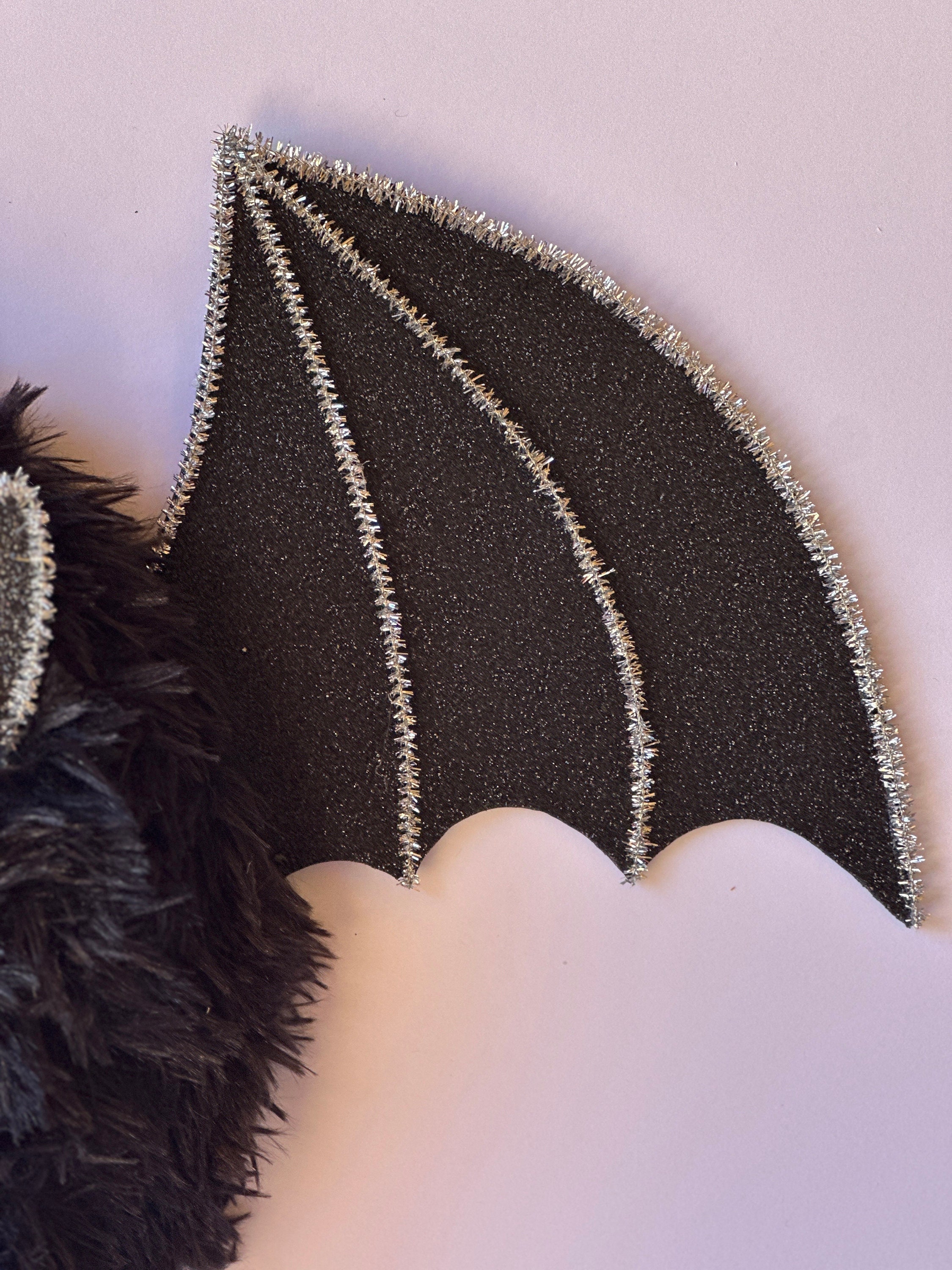 Fuzzy Bat Wreath Attachment: Sparkling Wings, Halloween Wall Decor - Etsy