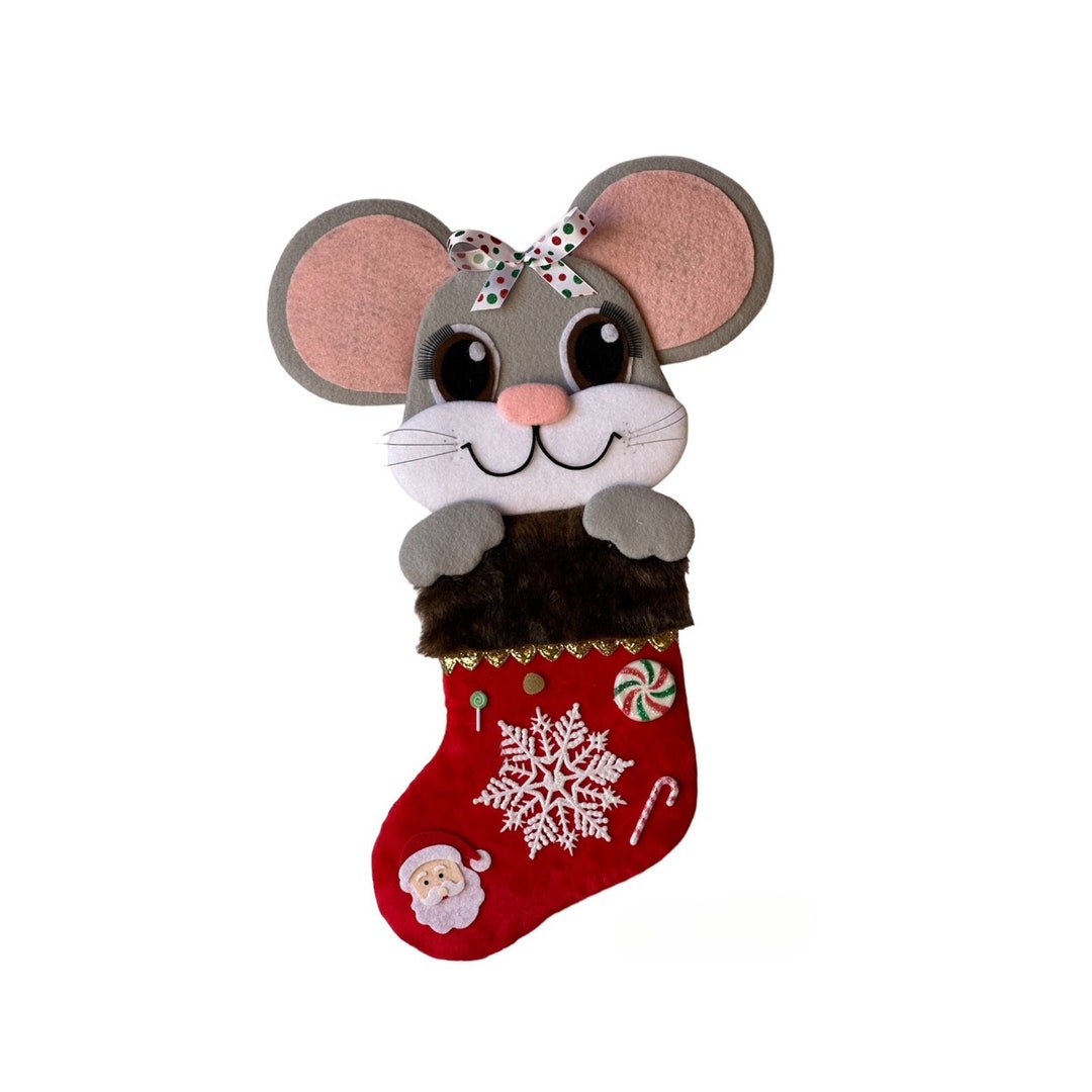 Christmas Mouse in a Plush Red Stocking With Whiskers, a Cute Smile ...