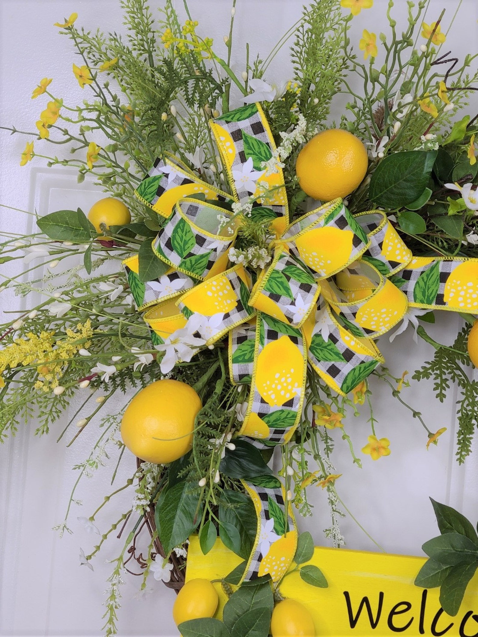 Lemon Spring Wreath, Summer Home Decoration, Lemon Kitchen Wreath ...