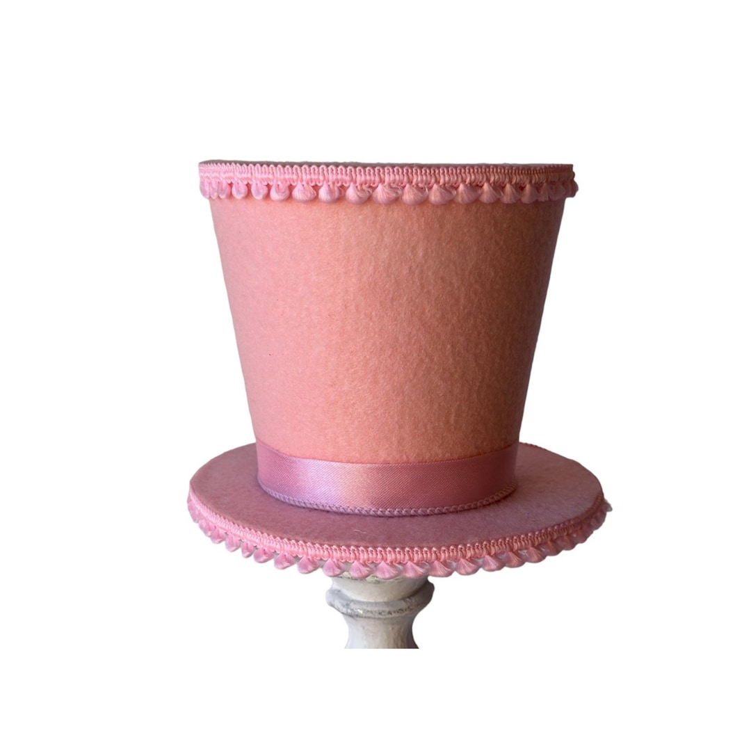 Pink Top Hat With Trim and Satin Band, Pretty in Pink Elegant Soft Pink ...
