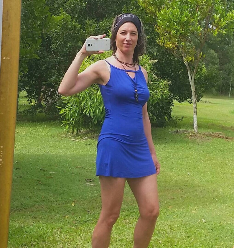 Soft Stretchy Low-back Mini Dress in Royal Blue Bamboo Fabric. - Etsy