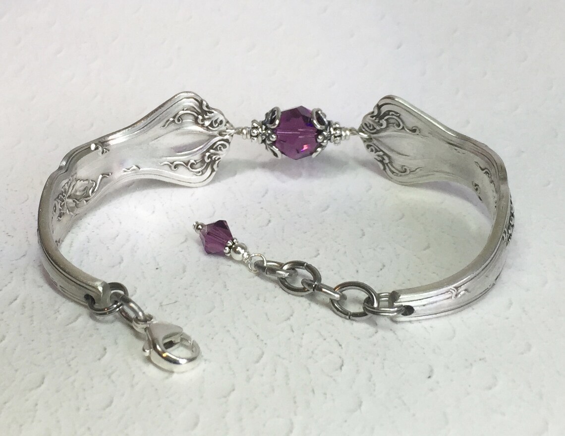 Antique Spoon Bracelet Spoon Jewelry Amethyst Swarovski | Etsy