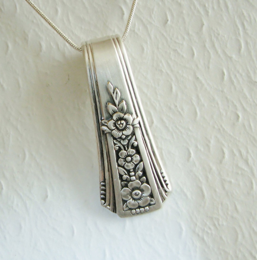 Vintage Spoon Necklace, Spoon Pendant, Fortune 1939, Silverware Jewelry ...