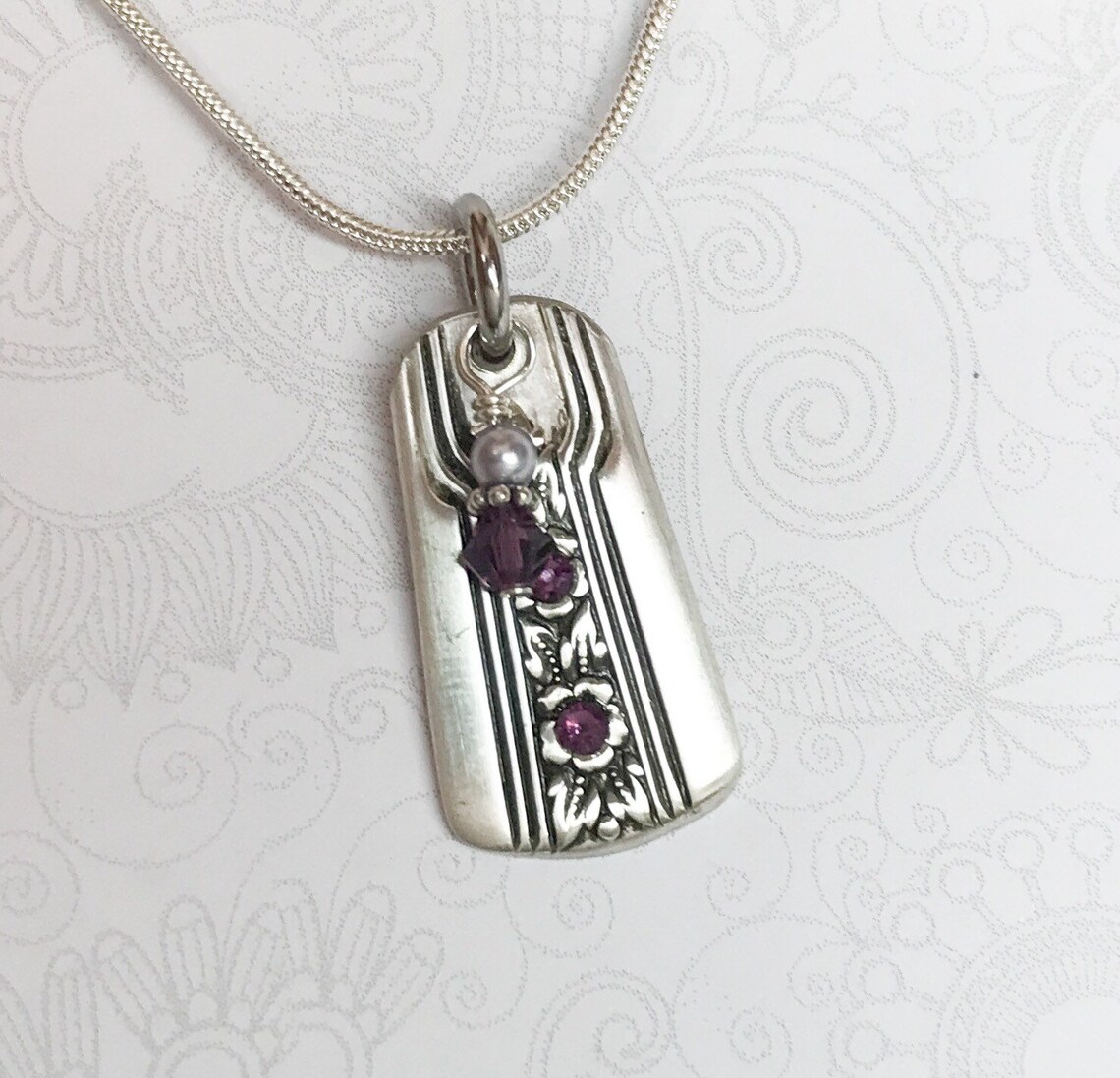 Spoon Necklace Spoon Pendant Amethyst Crystals Silverware - Etsy