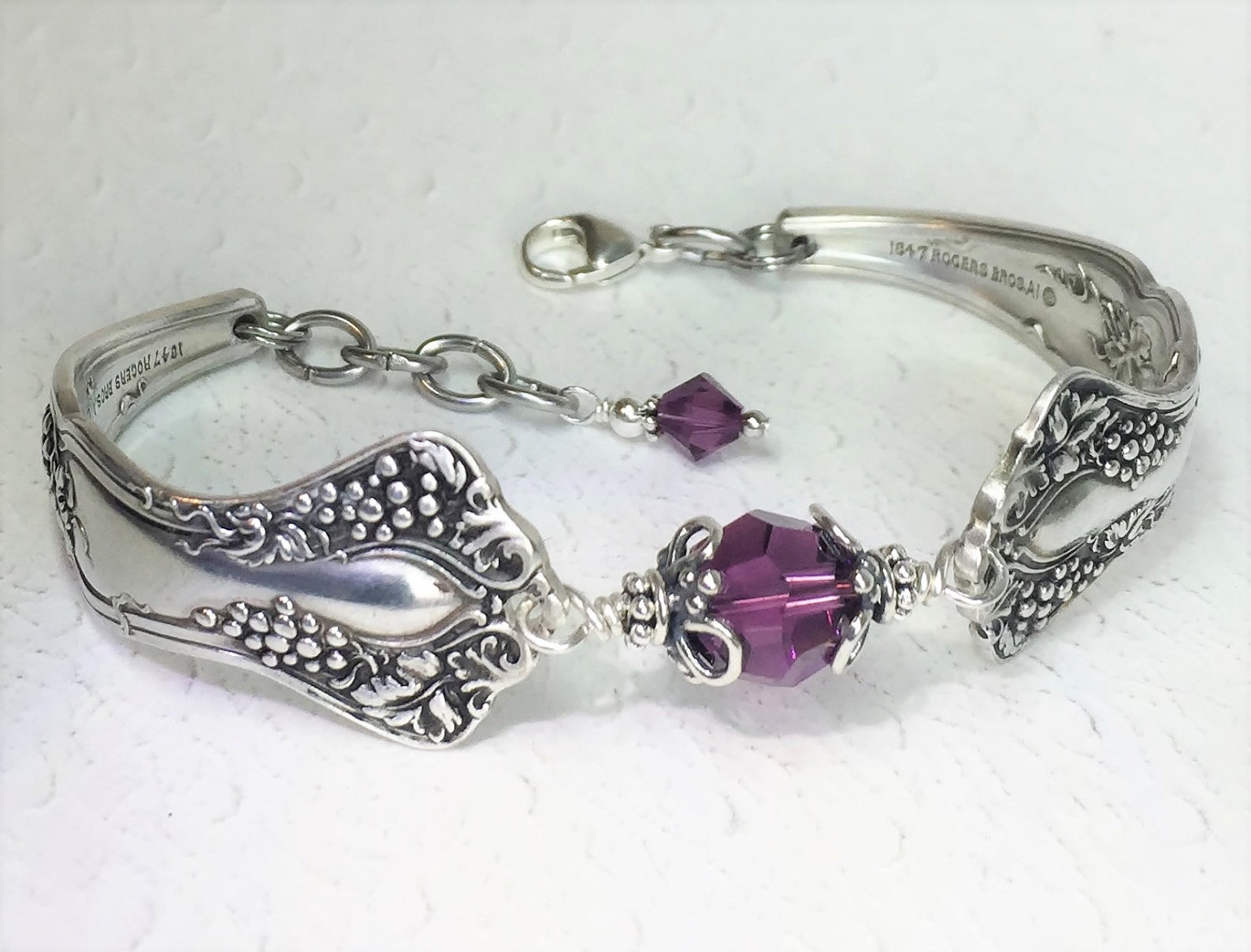 Antique Spoon Bracelet Spoon Jewelry Amethyst Swarovski | Etsy