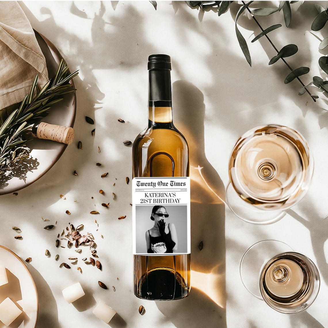 Editable Birthday Wine Label Template: DIY Printable Sticker (digital ...