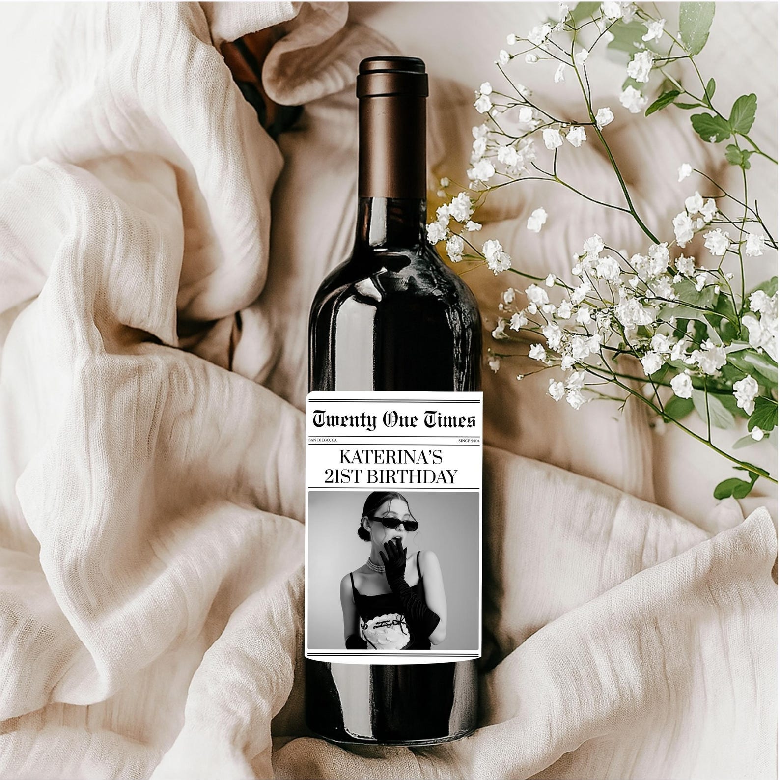 Editable Birthday Wine Label Template: DIY Printable Sticker (digital ...