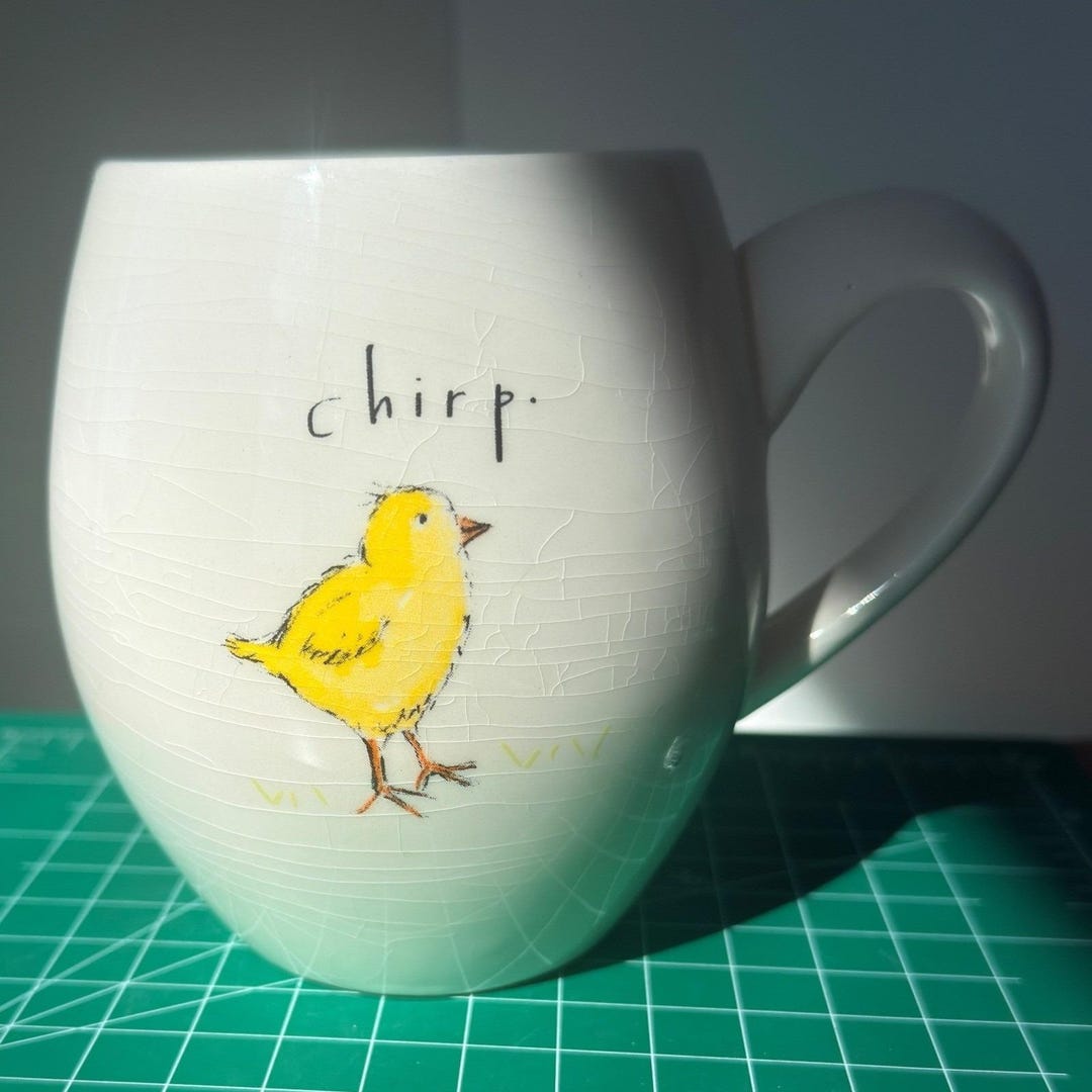 Rae Dunn Artisan Collection Chirp Chick Mug Yellow Interior Crackle ...