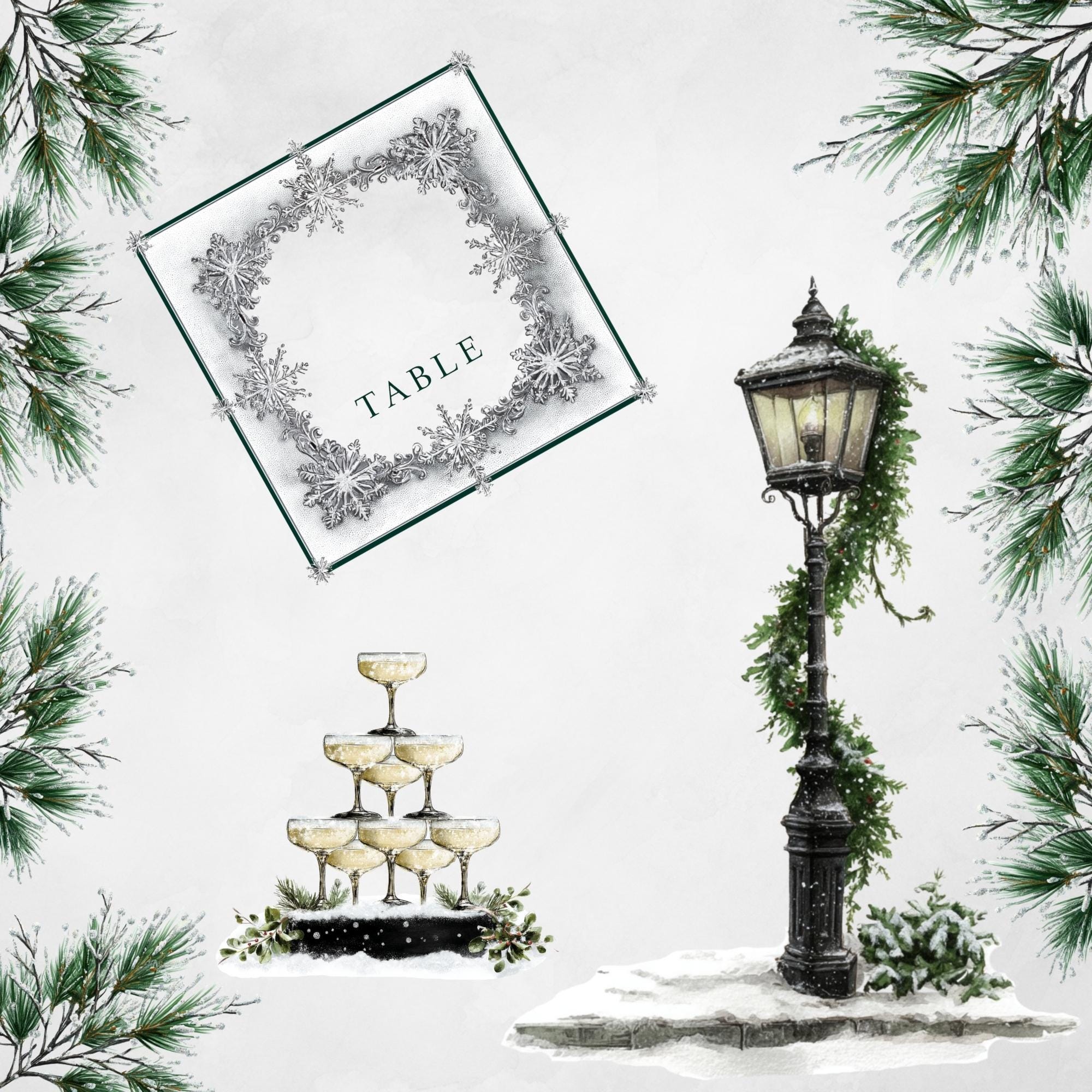 Black Tie Winter Wedding Clipart Bundle | Luxe Frost Snow Theme PNG ...
