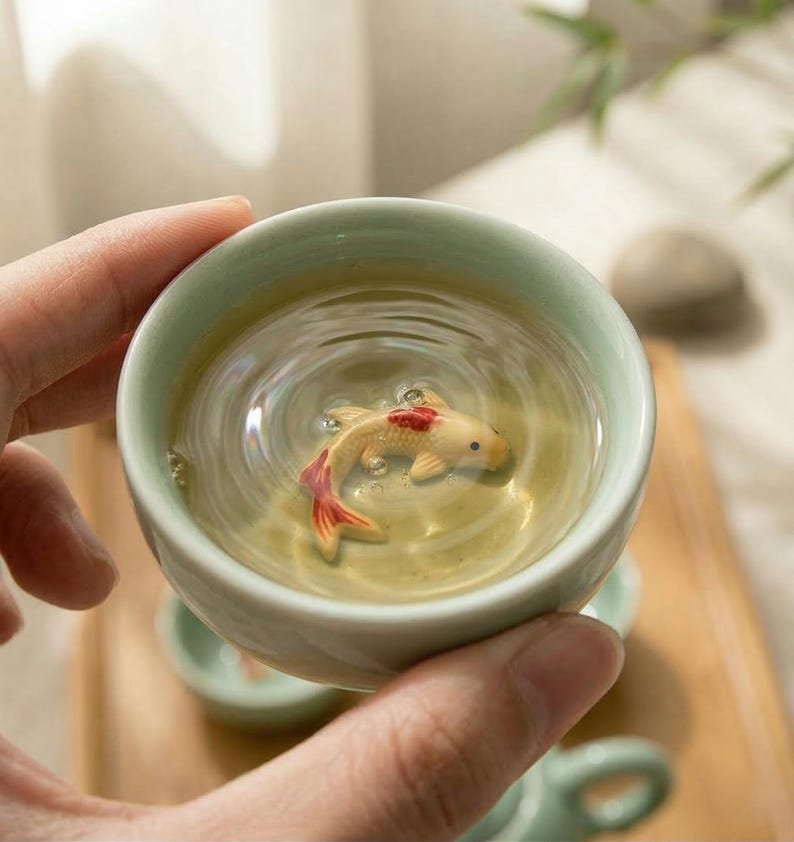 Hand-crafted 3D Koi Fish Celadon Tea Set - Etsy