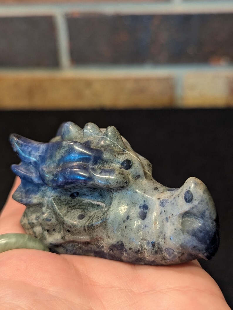 Gemstone Dragon Head Statue Sodalite Natural Hand Carved 7cm - Etsy