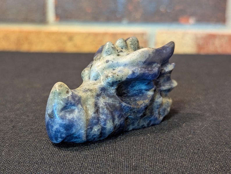 Gemstone Dragon Head Statue Sodalite Natural Hand Carved 7cm - Etsy