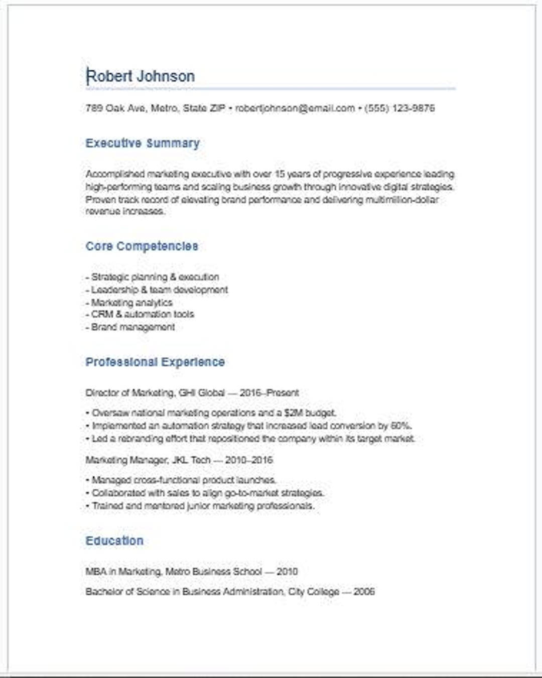 Editable Senior Level Resume Template | Ats-friendly | Instant Download ...