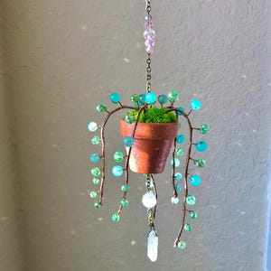 String of Pearls Beaded Forever Succulent Suncatcher, Crystal Decor, Hanging Decor, Plant Decor ...