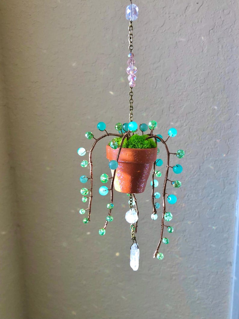 String of Pearls Beaded Forever Succulent Suncatcher, Crystal Decor, Hanging Decor, Plant Decor ...