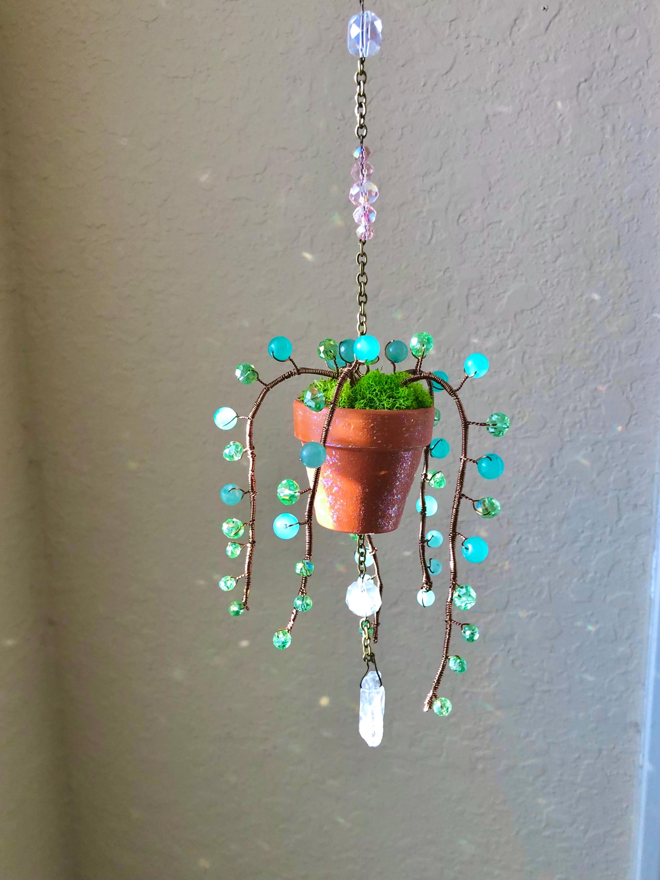 String of Pearls Beaded Forever Succulent Suncatcher, Crystal Decor ...