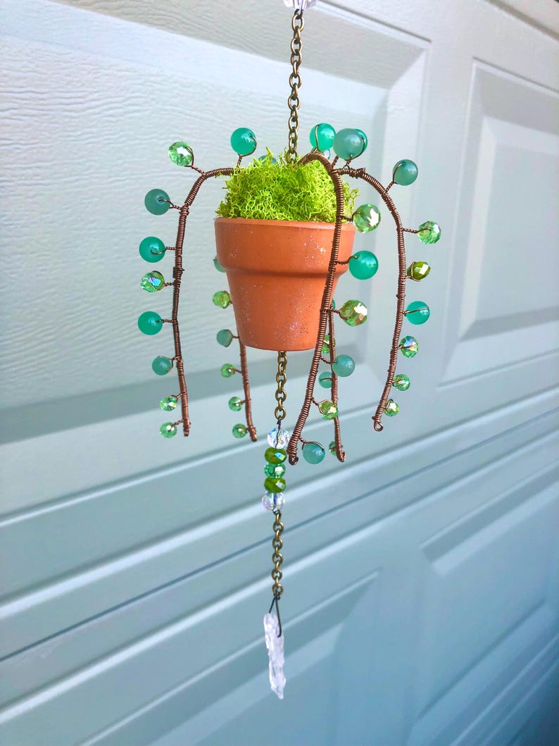 String of Pearls Beaded Forever Succulent Suncatcher, Crystal Decor, Hanging Decor, Plant Decor ...