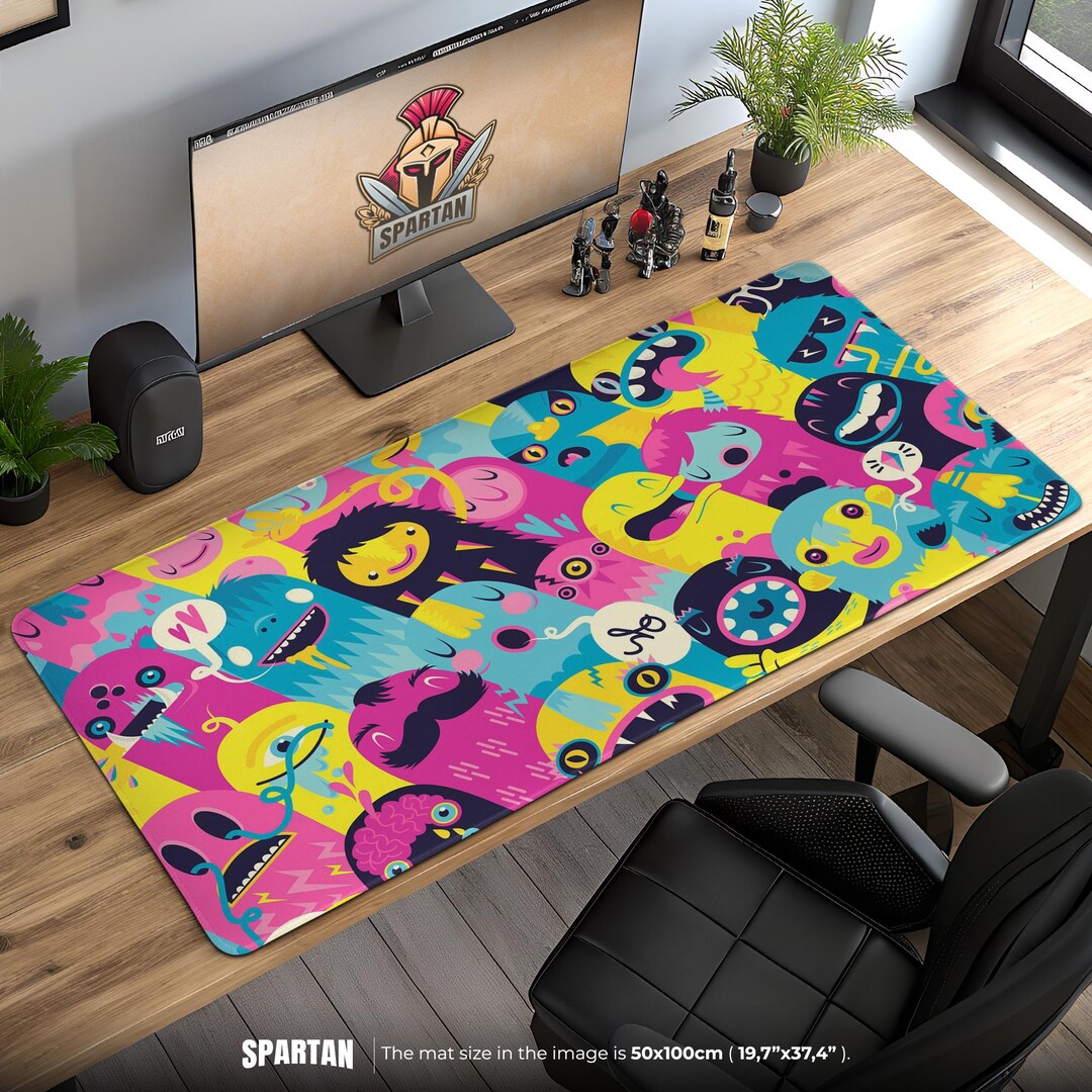 Colorful Monster Mouse Pad – Cute Cartoon Monster Gaming Desk Mat, Fun ...
