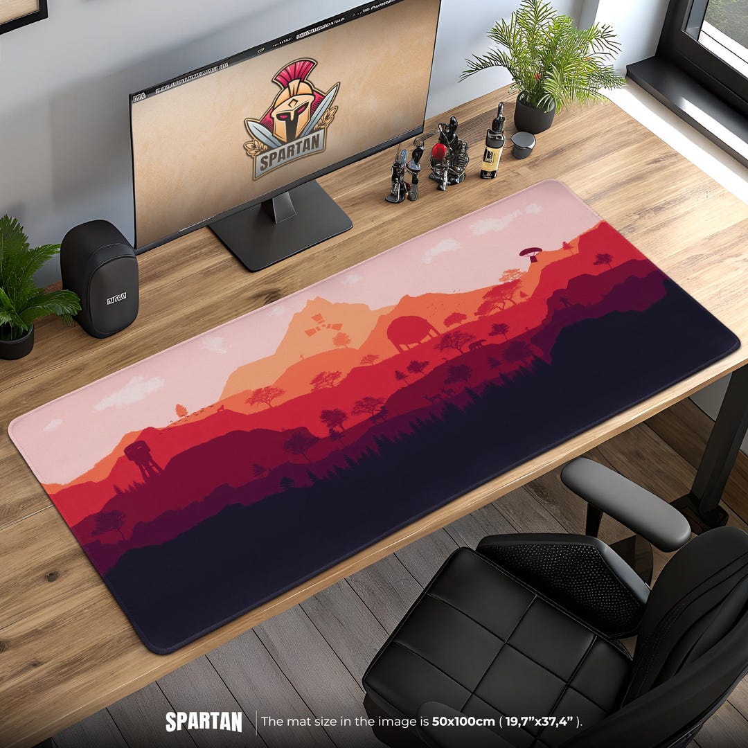 Rust Sunset Landscape Mouse Pad - Survival Game Desk Mat With Monuments ...