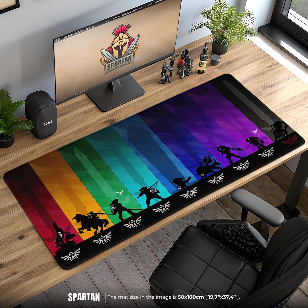 Legend of Zelda Mouse Pad: Rainbow Link Silhouettes, Gaming Desk Mat - Etsy