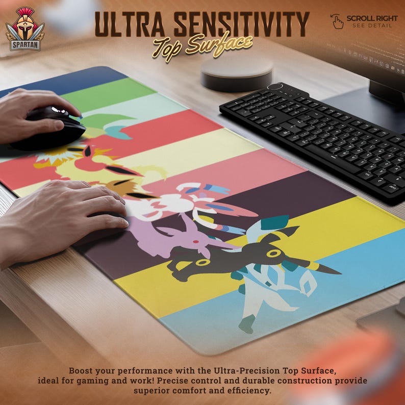 Pokemon Eeveelutions Mouse Pad - Eevee Vaporeon Jolteon Umbreon Gaming ...