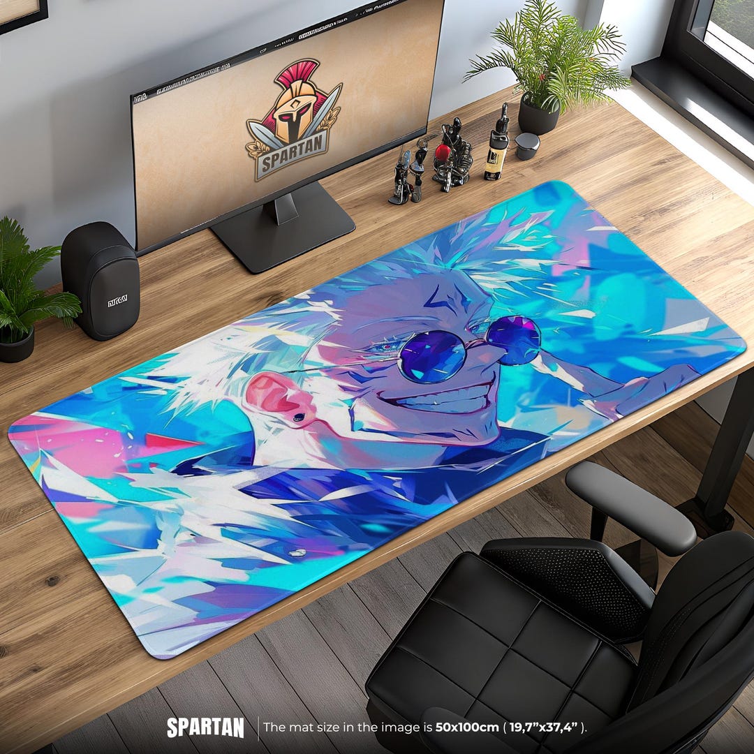Gojo Mouse Pad Anime Gaming Desk Mat - Blue Sorcerer Cool Design Large ...