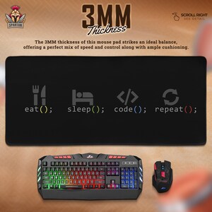 Eat Sleep Code Repeat Mouse Pad – Minimalist Programmer Desk Mat With ...