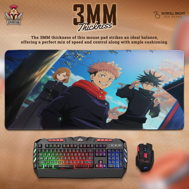 Jujutsu Kaisen Mouse Pad – Yuji, Megumi & Nobara Anime Desk Mat ...