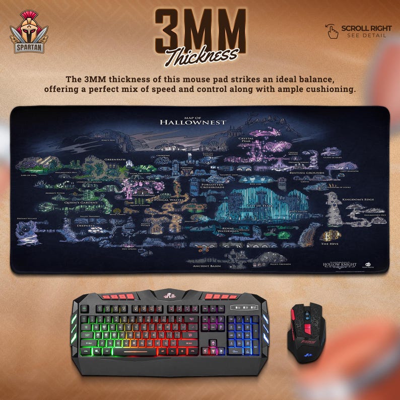 Hollow Knight Hallownest Map Mouse Pad - Indie Game Desk Mat, Gaming ...