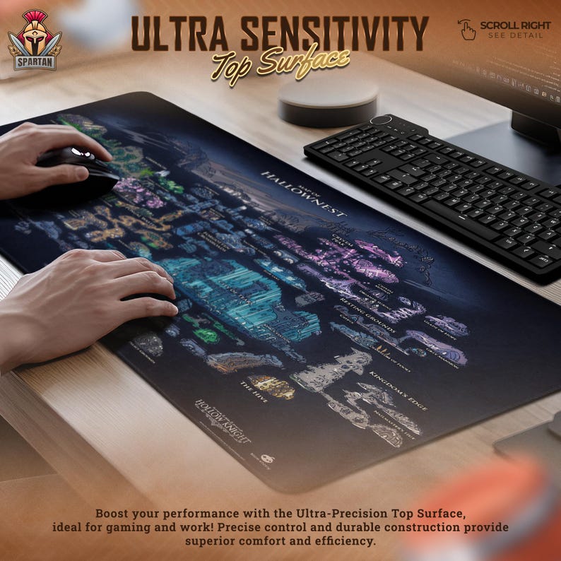 Hollow Knight Hallownest Map Mouse Pad - Indie Game Desk Mat, Gaming ...