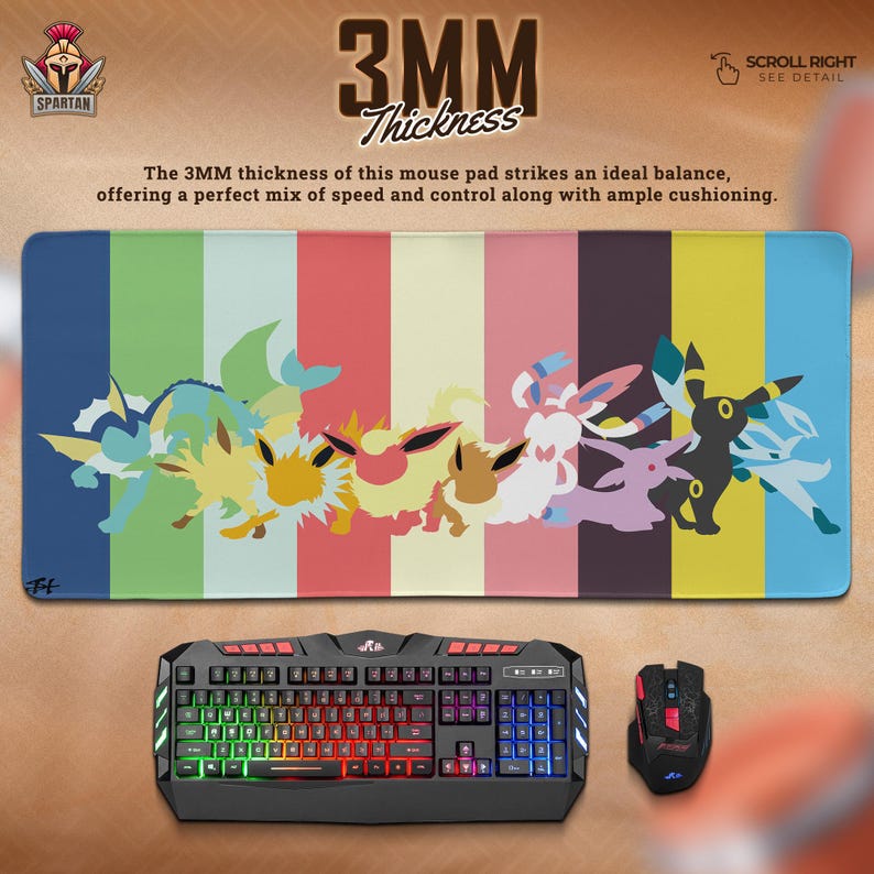 Pokemon Eeveelutions Mouse Pad - Eevee Vaporeon Jolteon Umbreon Gaming ...