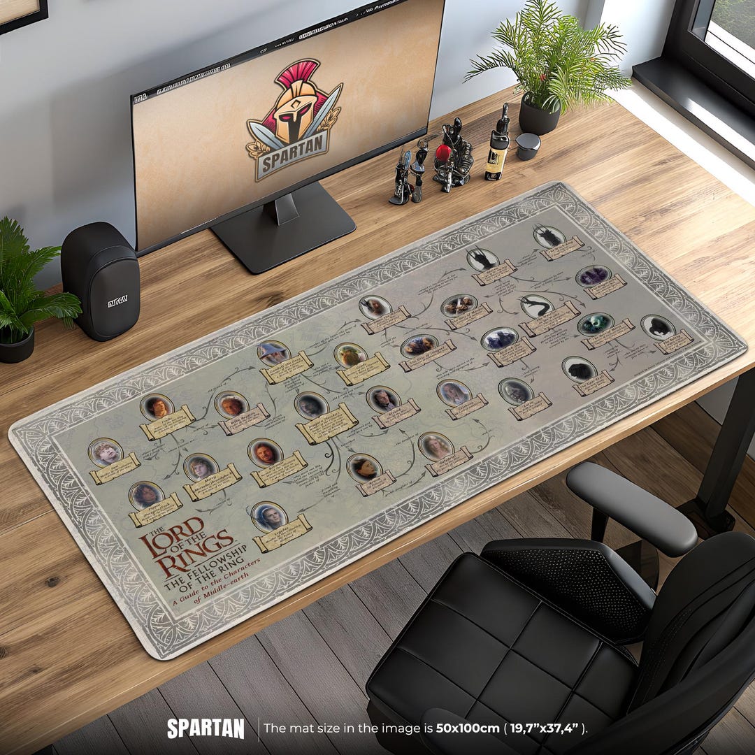 Mouse pad com guia de personagens do Senhor dos Anéis - Tapete de mesa ...