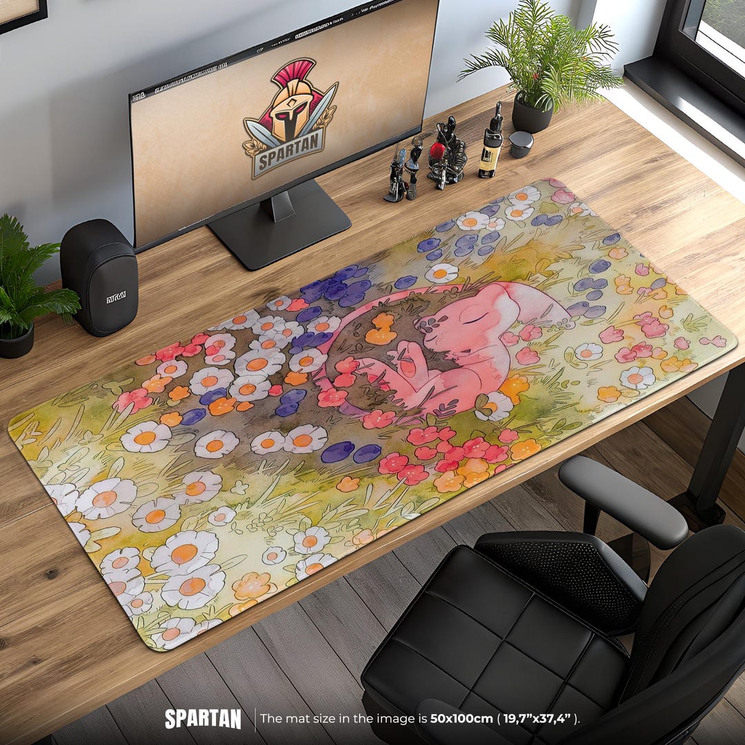 Charmander Mouse Pad Cute Sleeping Design – Floral Gaming Desk Mat for ...