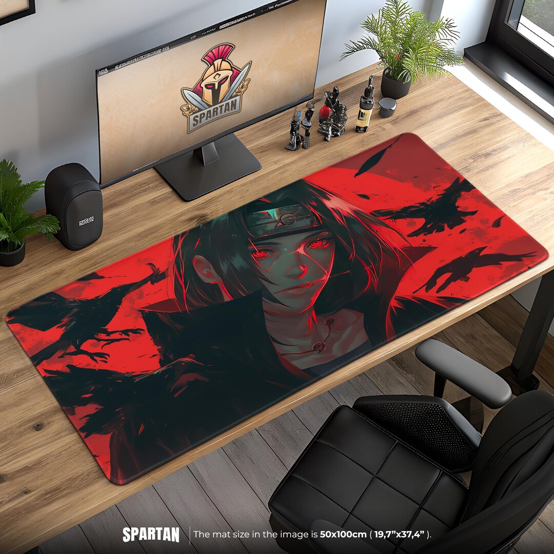 Itachi Uchiha Mouse Pad - Red Raven Sharingan Art Naruto Gaming Desk ...