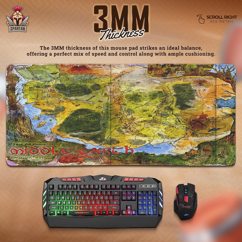Middle Earth Map Mouse Pad - Lord of the Rings Desk Mat, LOTR Gaming ...