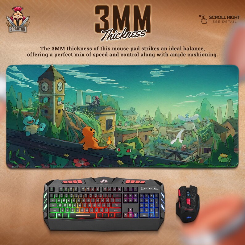 Mouse Pad Pokémon Ruins – Tapete de mesa Pokémon inicial com Charmander ...