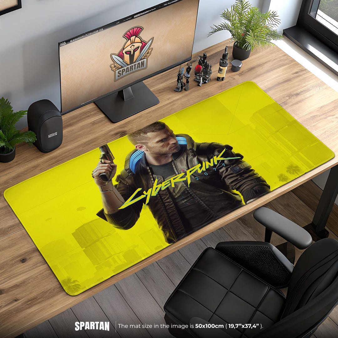 Cyberpunk 2077 Mouse Pad – Yellow V Gaming Mat, Cyber City Desk Setup ...