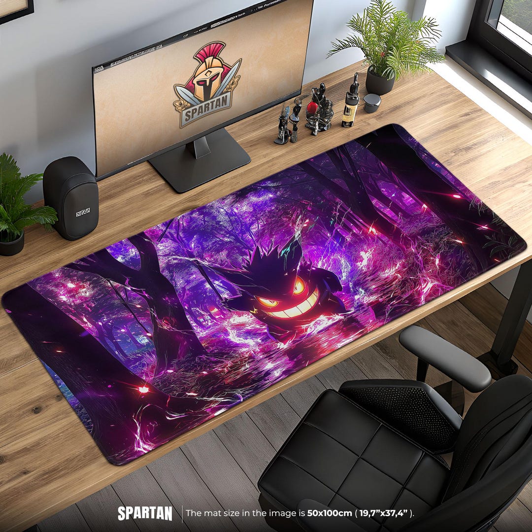 Gengar Haunted Forest Mouse Pad – Neon Ghost Pokémon Art, Spooky Purple ...